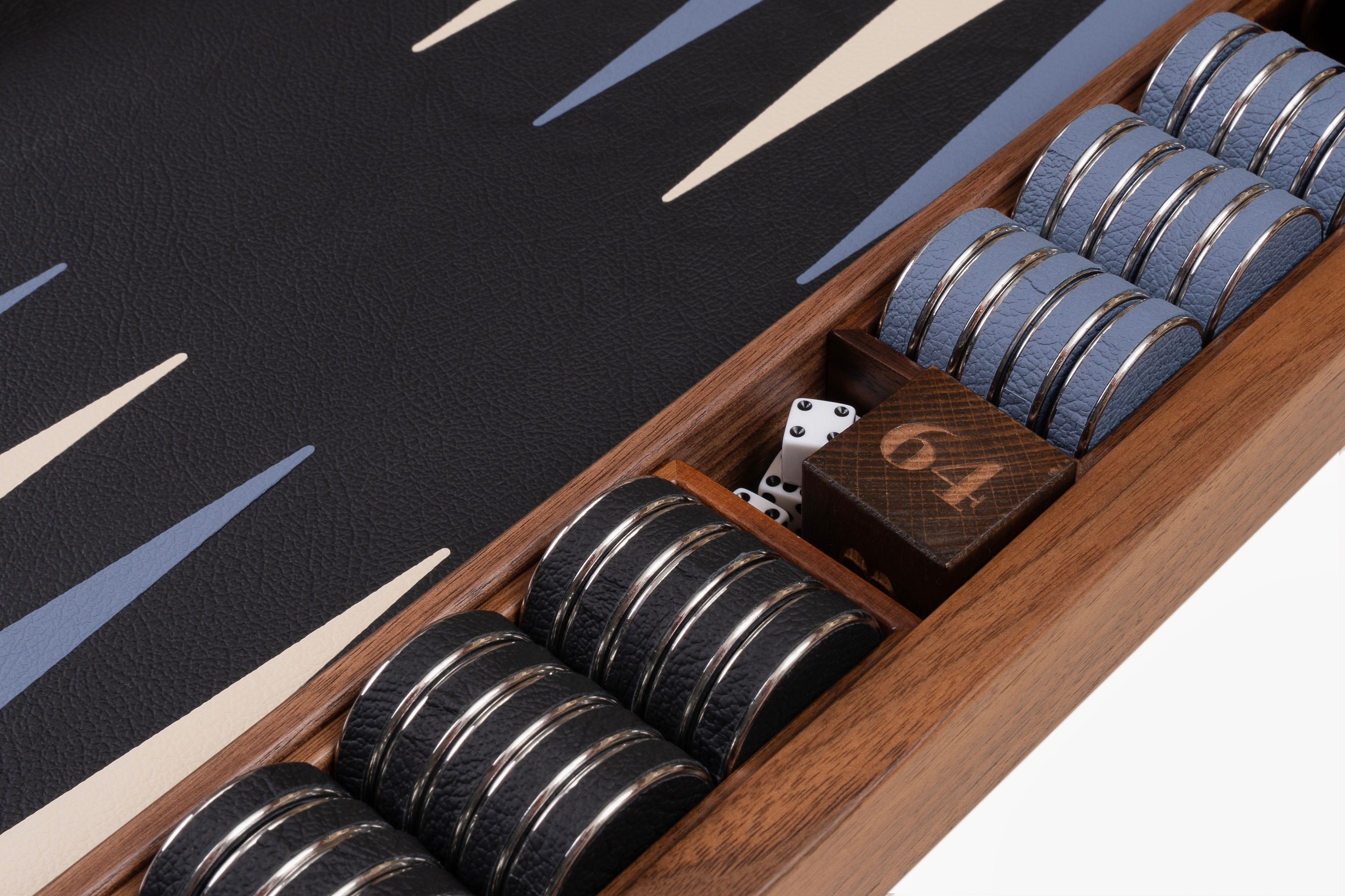 Professional Black & Blue Genuine Leather Backgammon Set, High-end ...