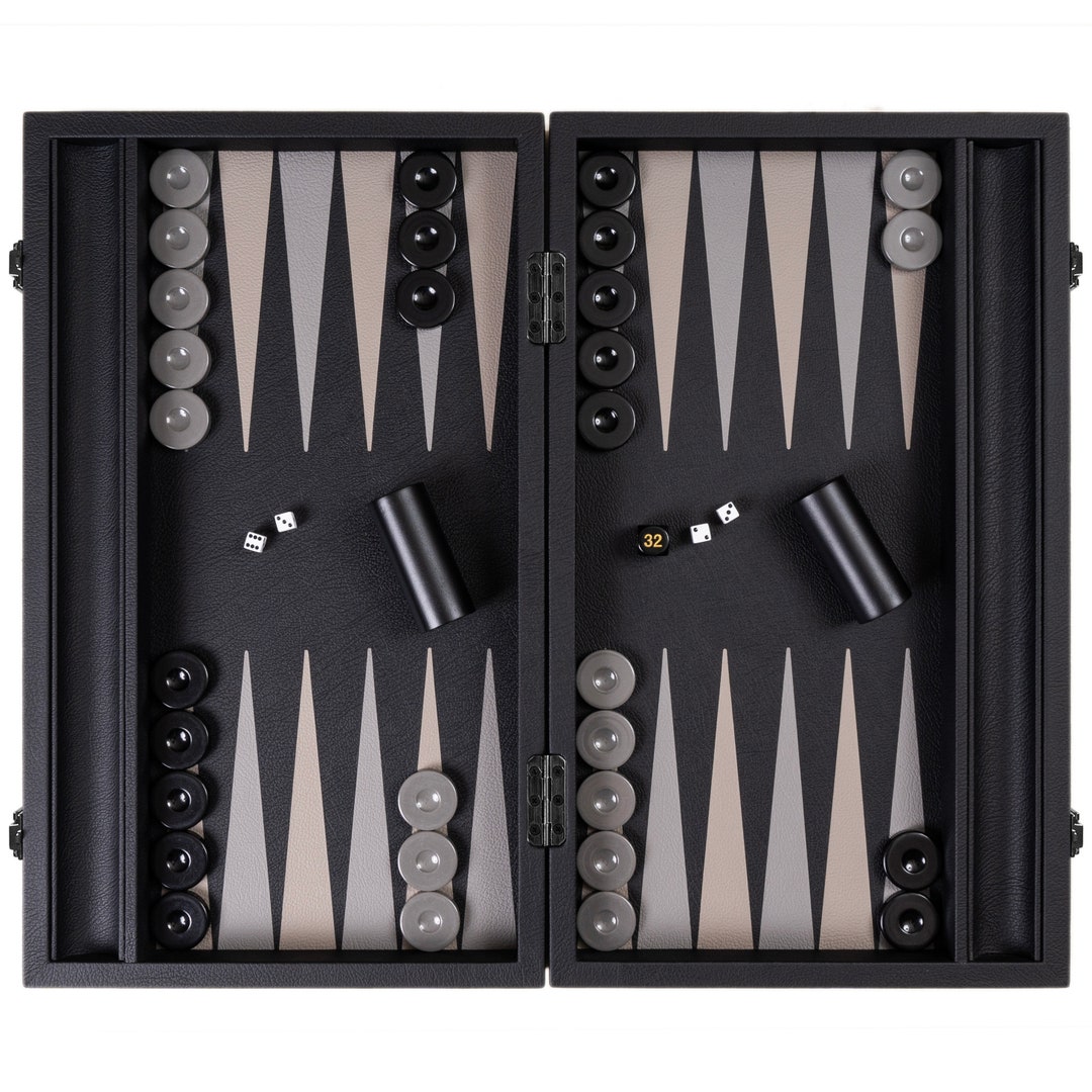 Handcrafted Black Leather Backgammon Set, Italian Leather Inlay - Etsy