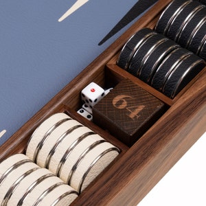 Professional Blue Genuine Leather Backgammon Set, High-end Handcrafted ...