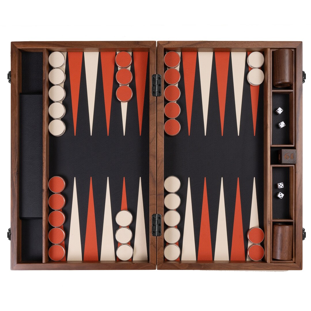 Professional Orange & Cream Genuine Leather Backgammon, High-end ...