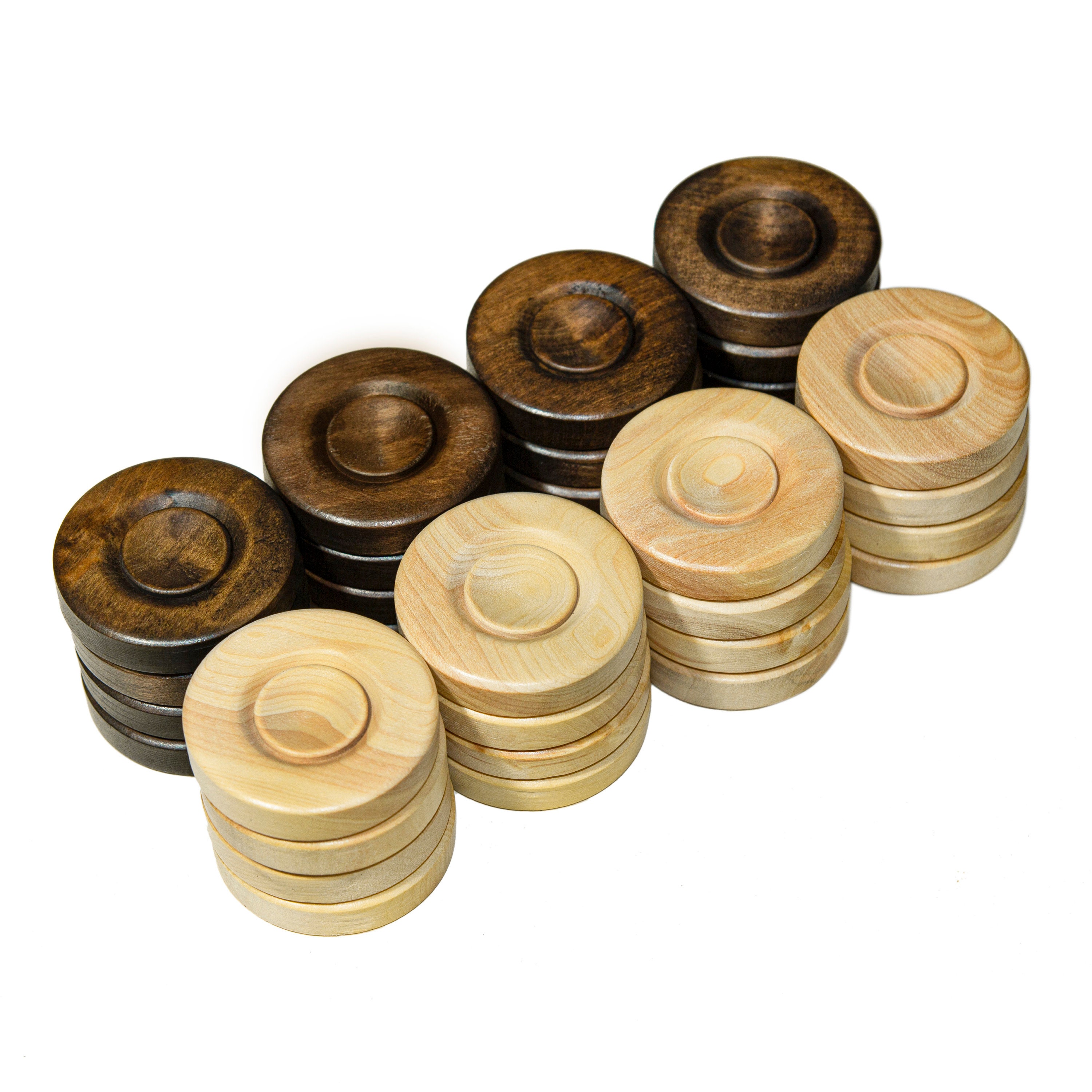 High-end Personalized Wooden Checkers Set for Backgammon, Boxwood Chips ...