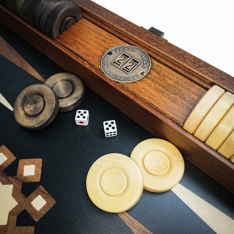 Handmade Personalized Wooden Backgammon Set in Black & Walnut - Etsy