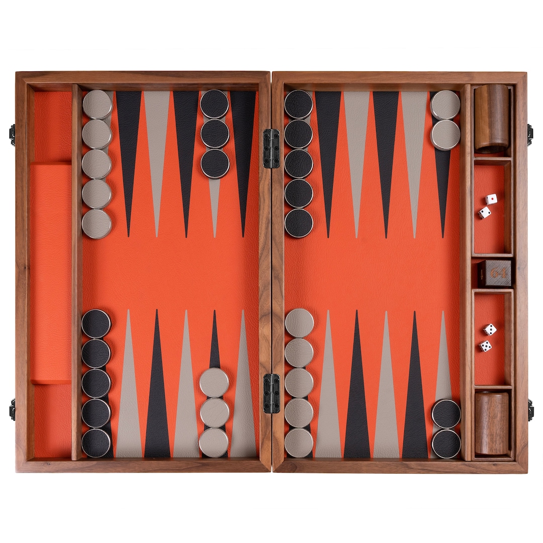 Professional Orange Genuine Leather Backgammon, High-end Handcrafted ...