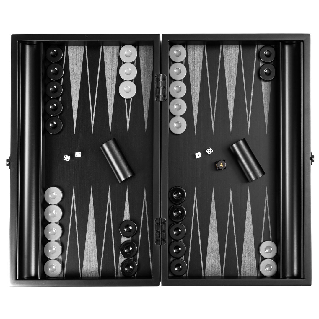Monochrome Black Personalized Backgammon Set, Hand-crafted Wood With ...