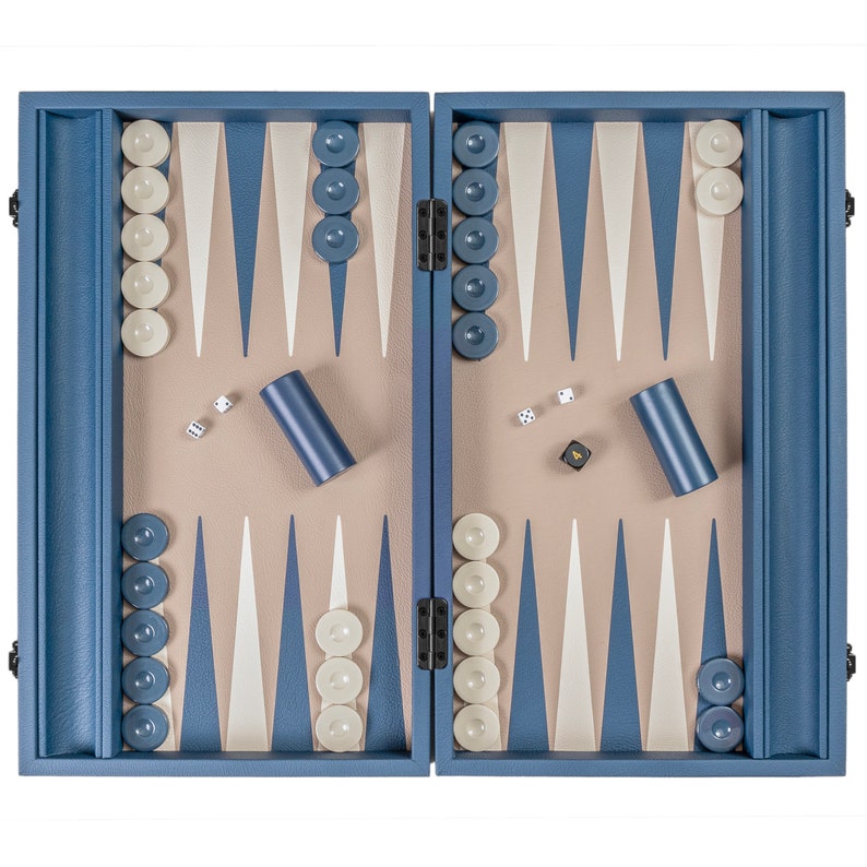 Exclusive Ocean Blue Genuine Leather Backgammon, High-end Handcrafted ...