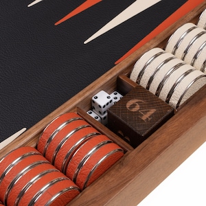 Professional Orange & Cream Genuine Leather Backgammon, High-end ...