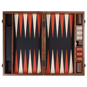 Professional Orange & Cream Genuine Leather Backgammon, High-end Handcrafted Backgammon With ...
