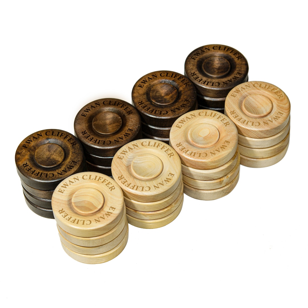 High-end Personalized Wooden Checkers Set for Backgammon, Boxwood Chips ...