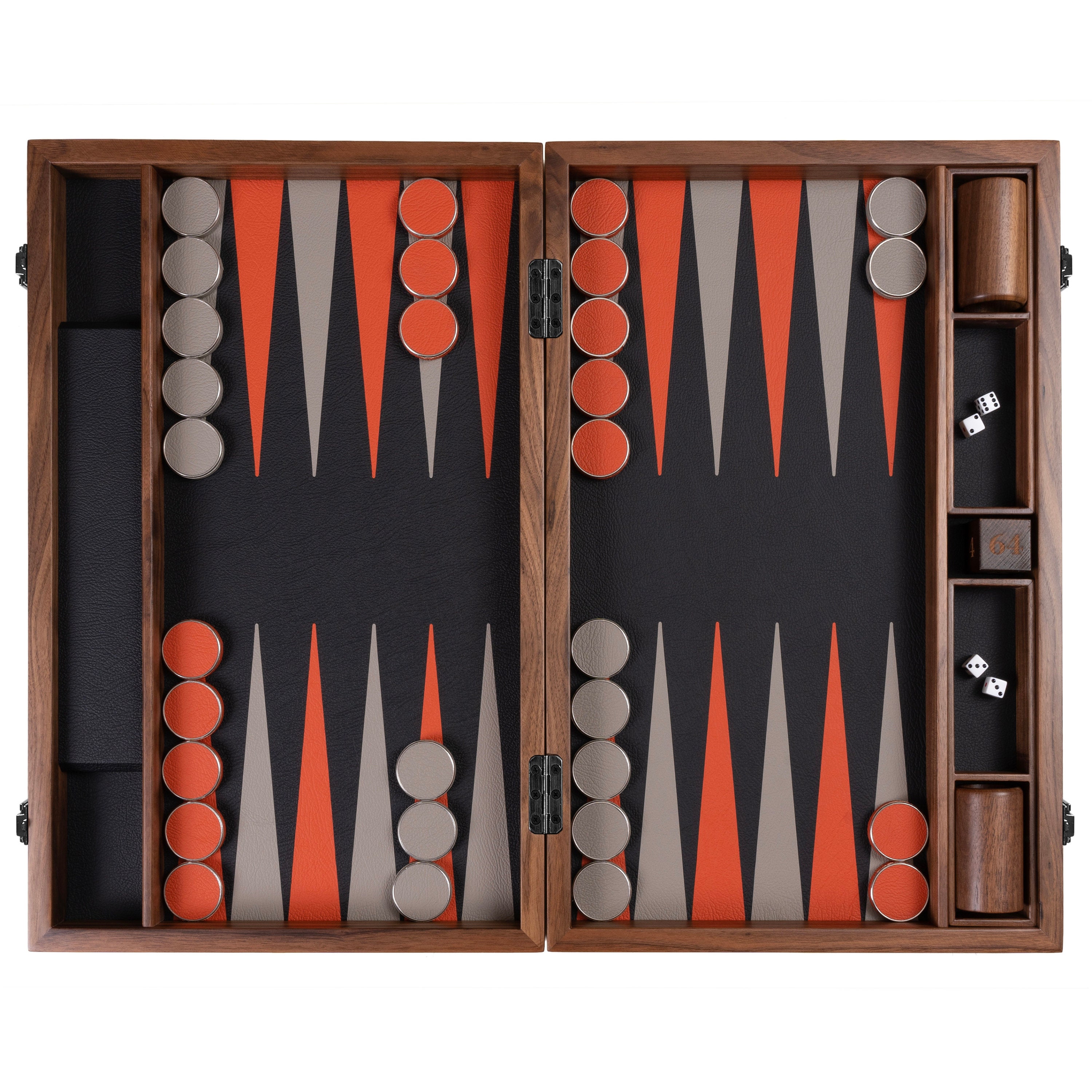 Professional Orange & Grey Genuine Leather Backgammon Set, Highend Handcrafted Backgammon With ...