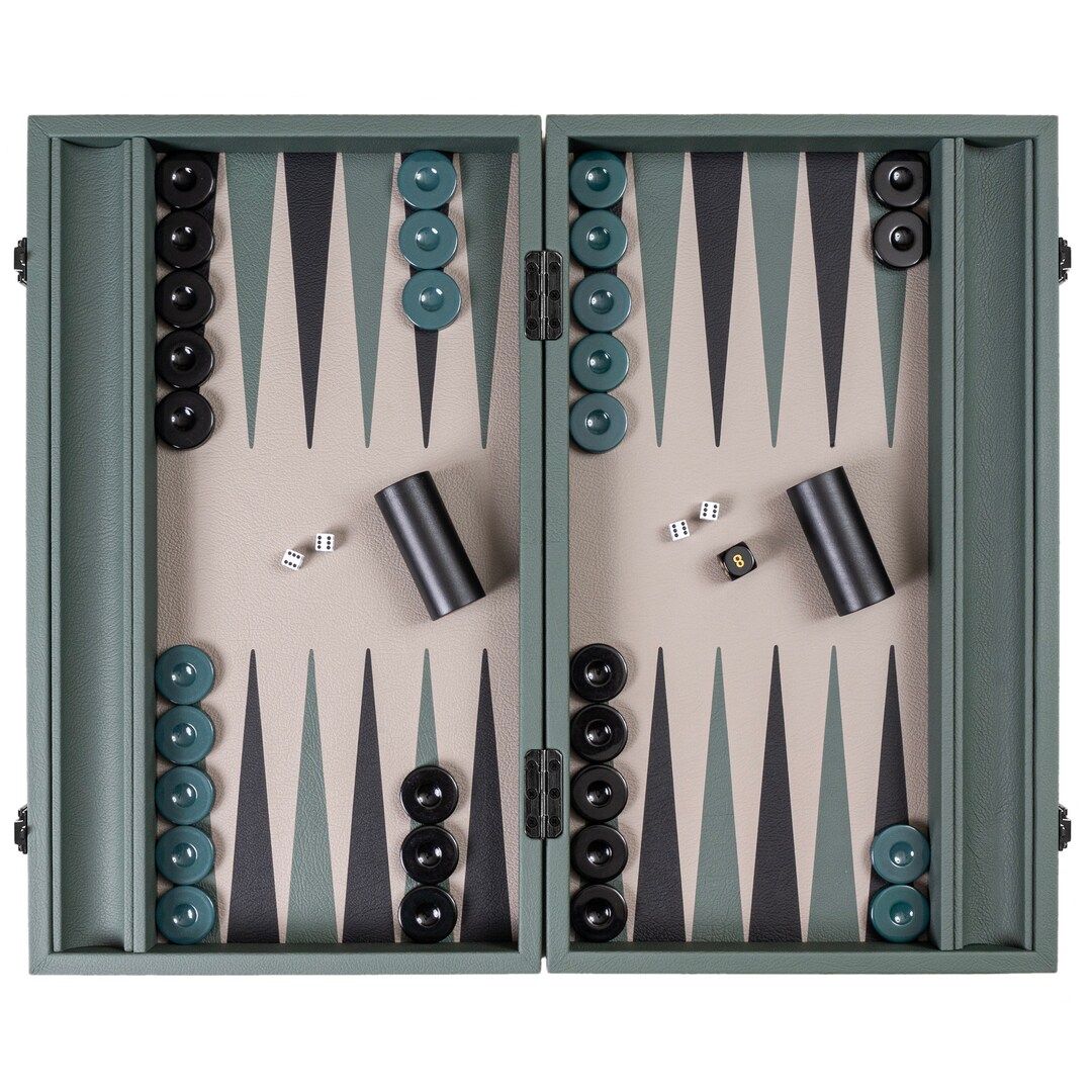Exclusive Army Green Genuine Leather Backgammon, High-end Handcrafted ...