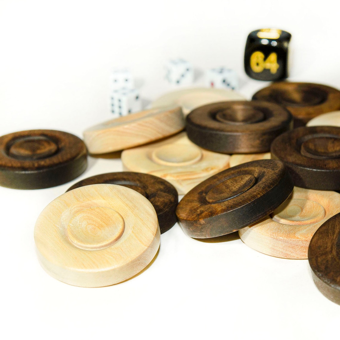 High-end Personalized Wooden Checkers Set for Backgammon, Boxwood Chips ...