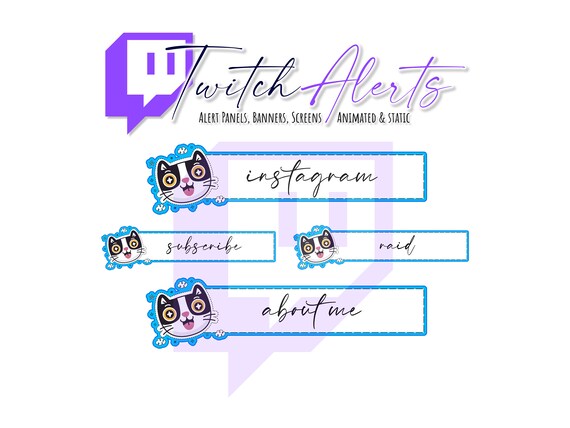 Twitch Alert Panels 24 Panels With Cute Cat / Panels Have a - Etsy
