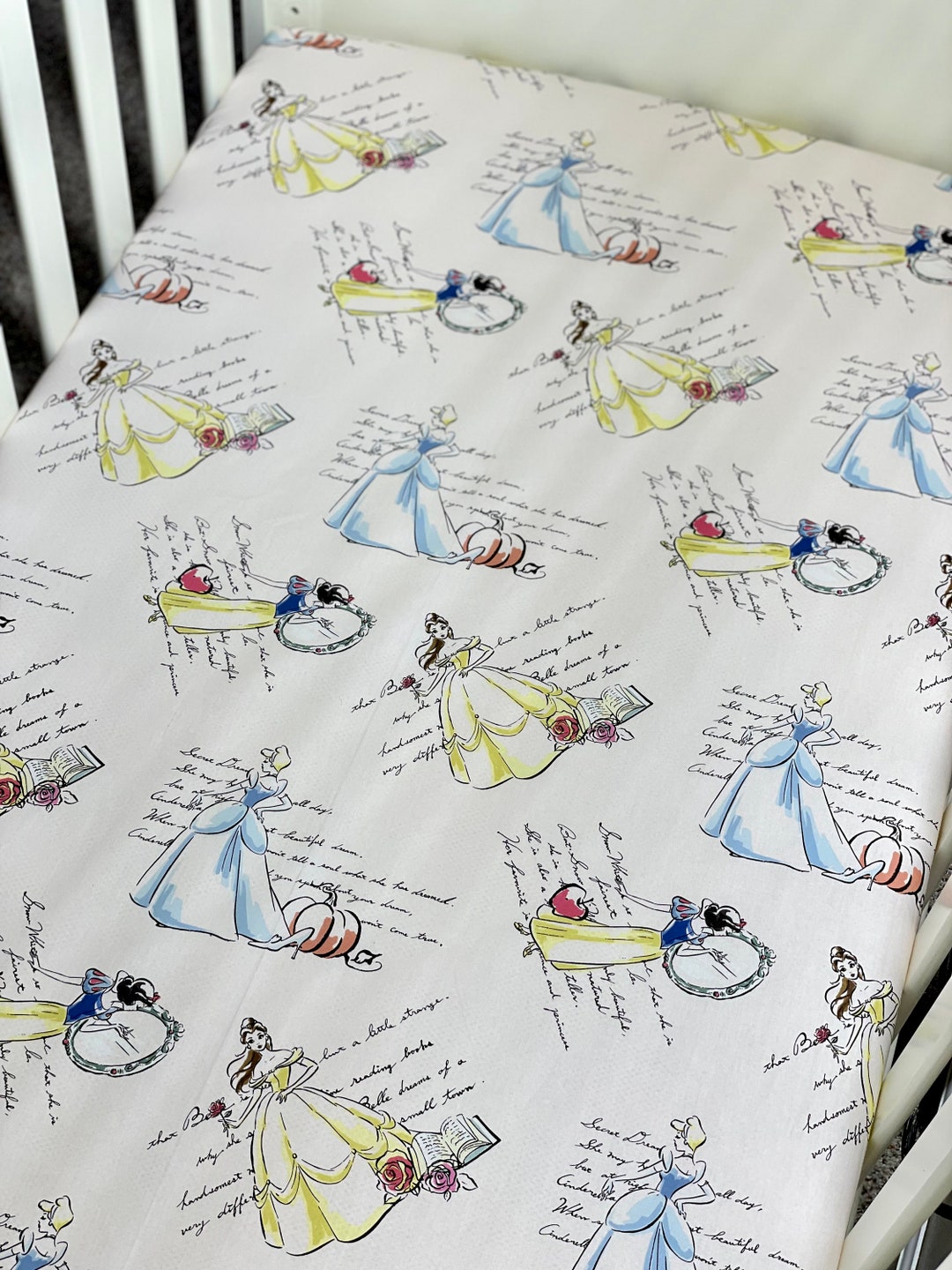 Princess and Writing Crib Sheet - Etsy