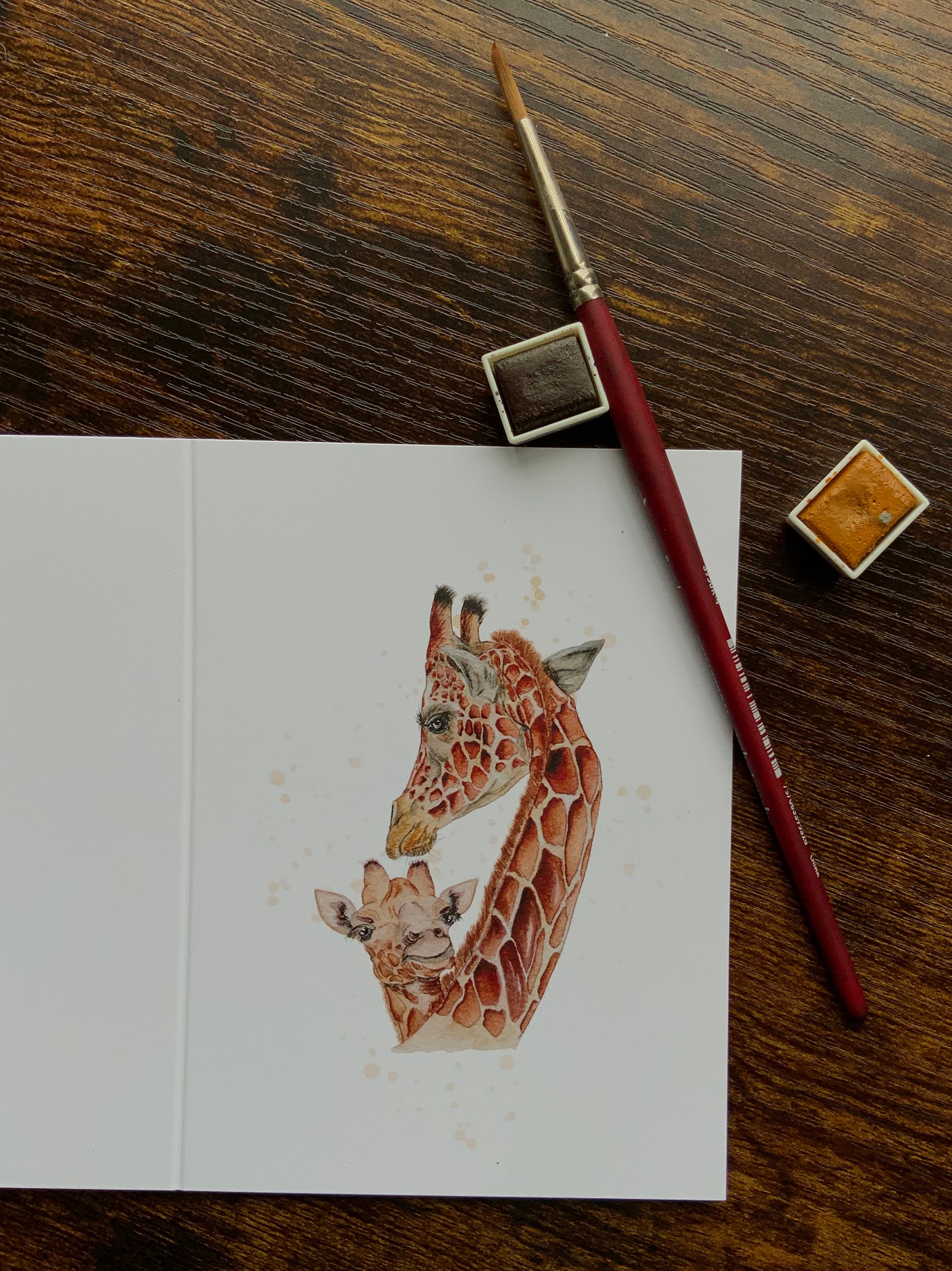 Greeting Card, Giraffes, Giraffe Cards, Giraffe Watercolor, Blank Cards ...