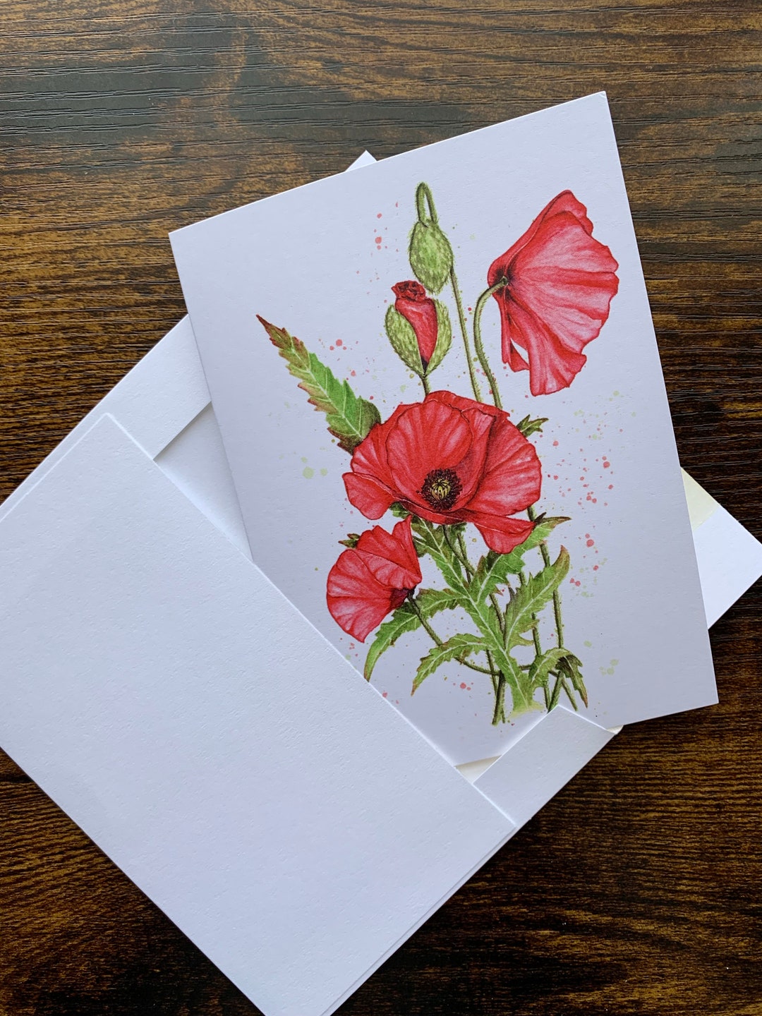Red Poppy Notecards: Flower Blank Cards on Recycled Paper - Etsy