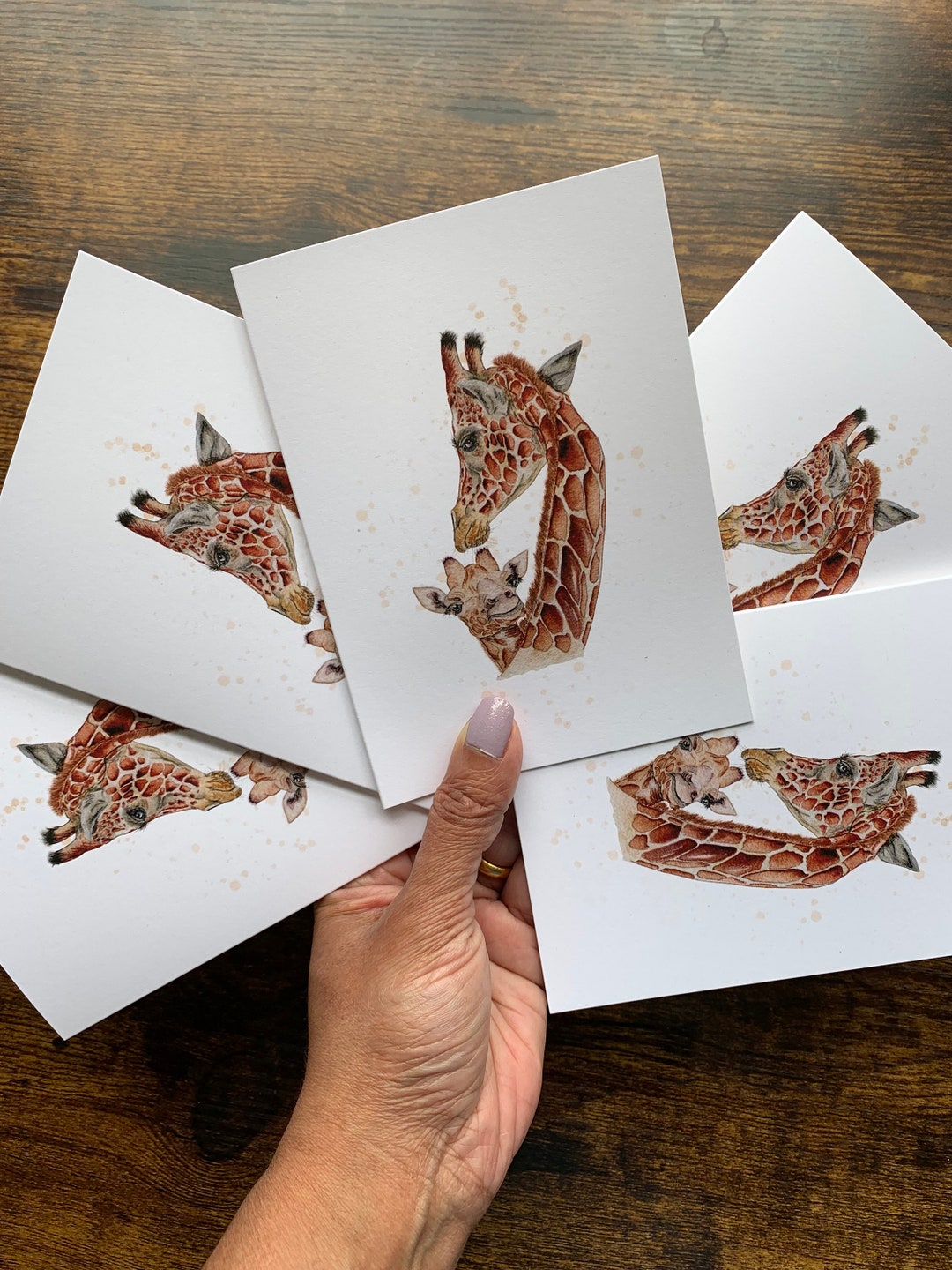 Greeting Card, Giraffes, Giraffe Cards, Giraffe Watercolor, Blank Cards ...