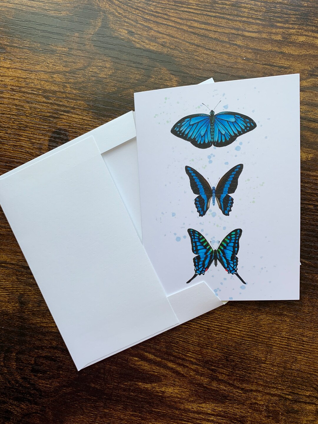 Blue Butterfly Notecards: Watercolor Art Blank Cards on Recycled Paper ...