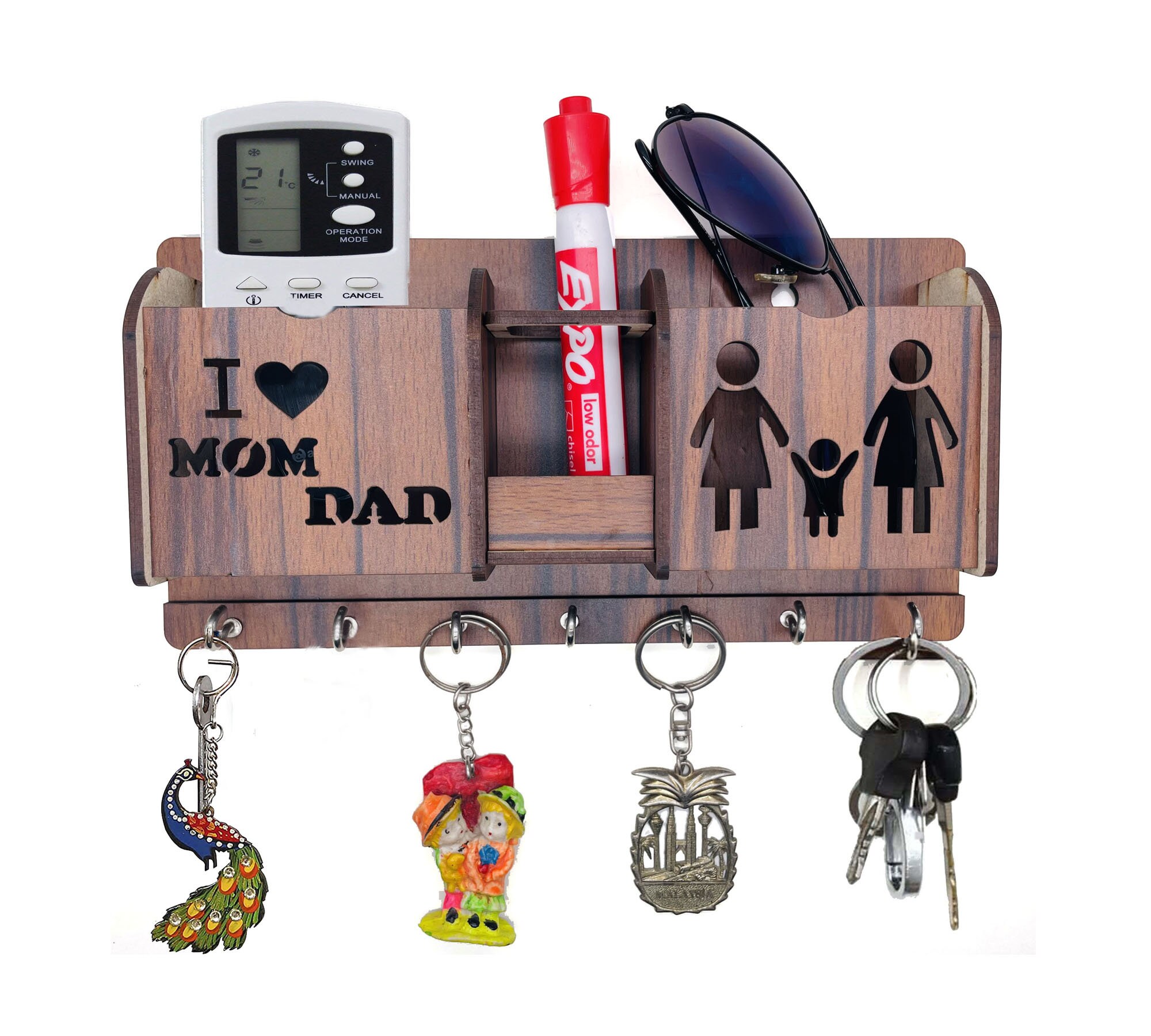 Buy Family Key Holder, Key Holder for Wall With Shelf, Stylish Key ...
