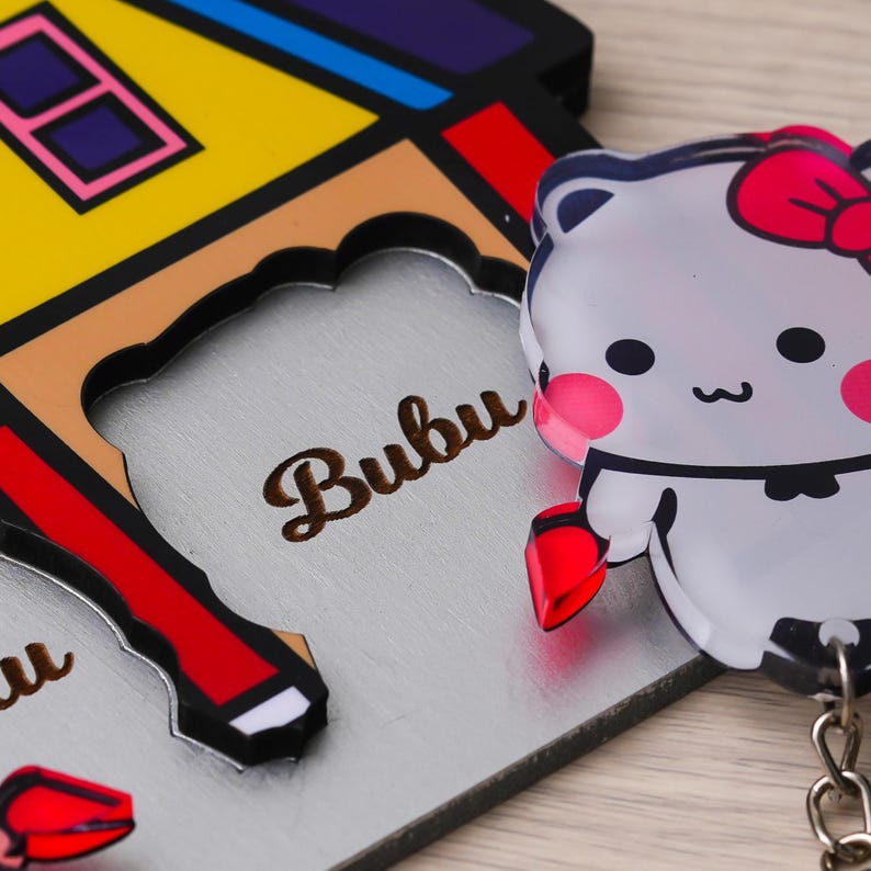 Personalized Bubu and Dudu Key Holder for Wall, Couple Keychain Hanger ...