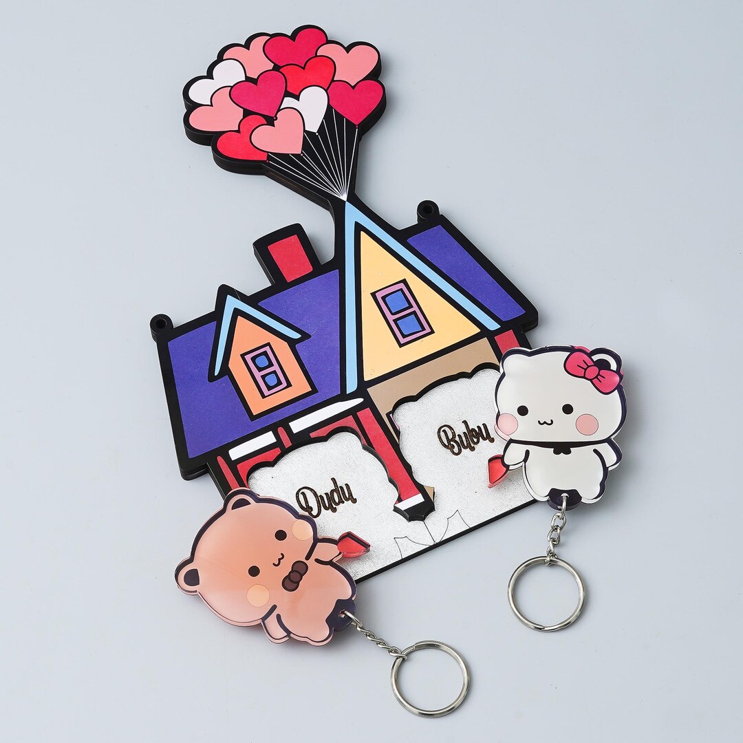 Personalized Couple Keychain Holder / Dudu & Bubu Keychain / Gift for ...