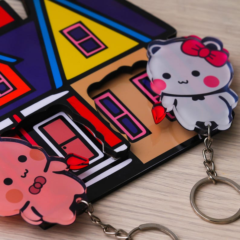 Personalized Bubu and Dudu Key Holder for Wall, Couple Keychain Hanger ...
