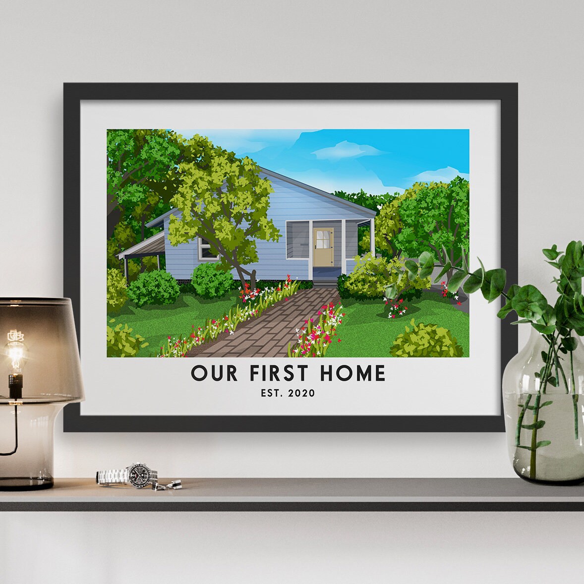 Modern House Portrait, Custom House Painting, Personalized Housewarming ...