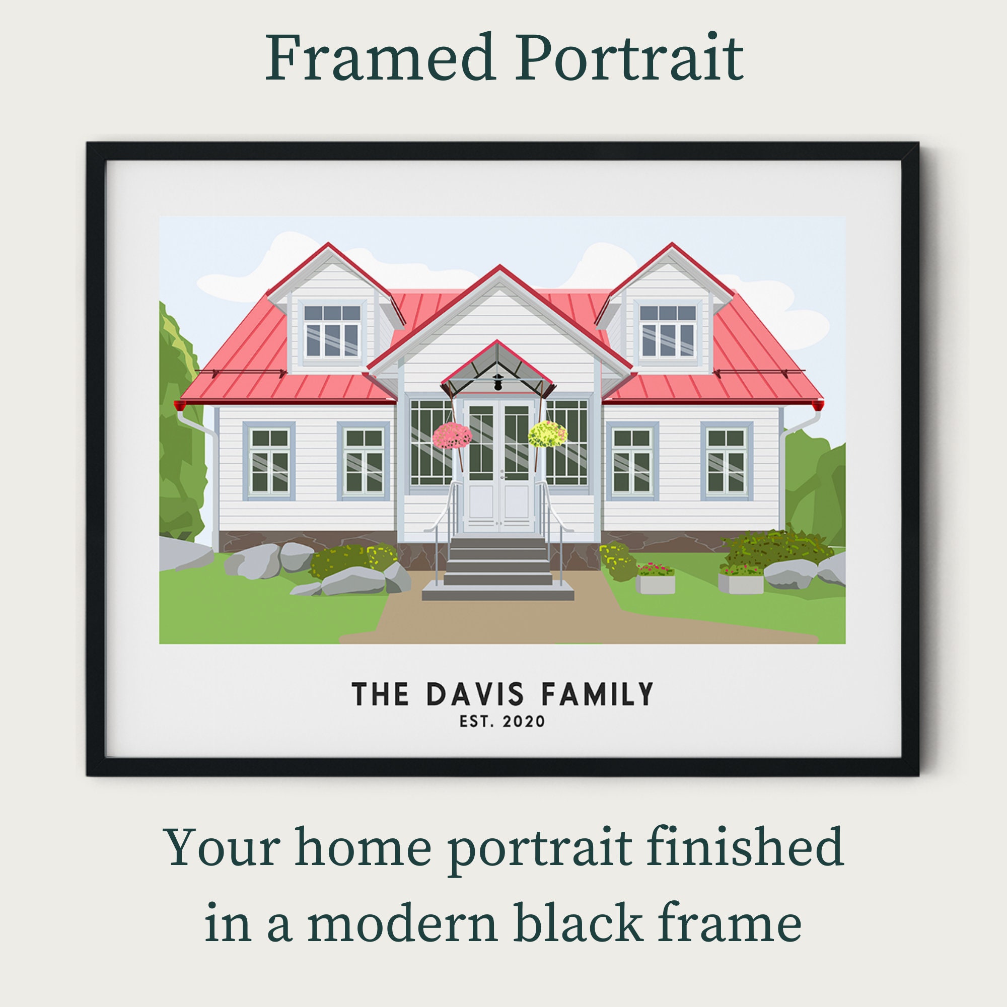 Modern House Portrait, Custom House Painting, Personalized Housewarming ...