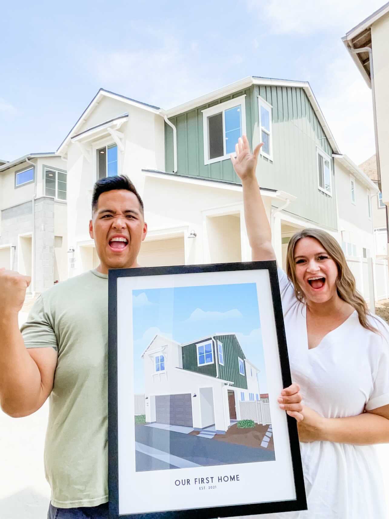 Modern House Portrait, Custom House Painting, Personalized Housewarming ...