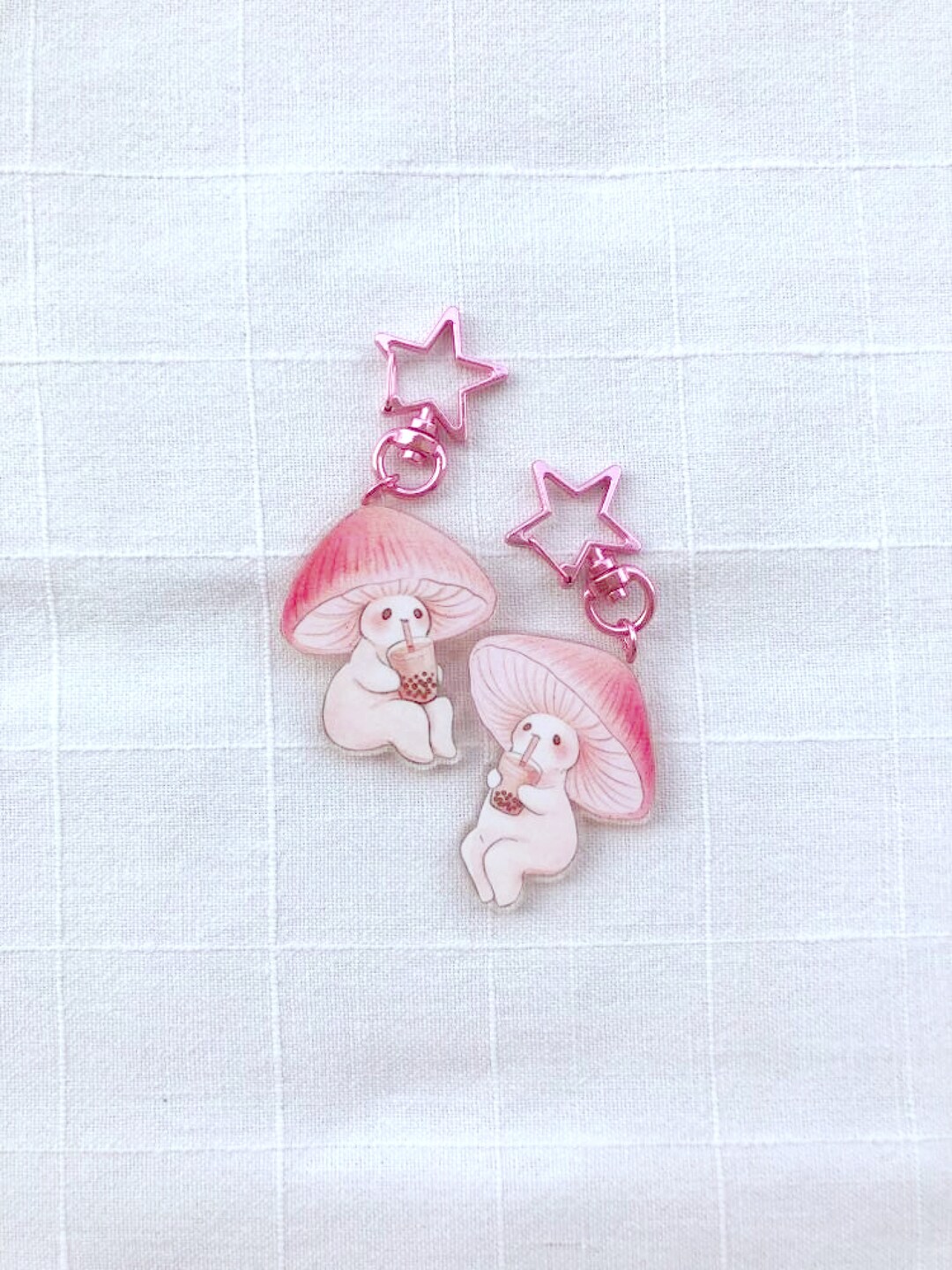 Boba Tea Mushroom Acrylic Keychains Mycena Mushroom Bffs - Etsy