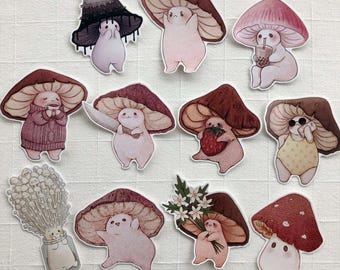 Cute Brontosaurus Dinosaurs Wearing Hats Matte Stickers - Cottagecore ...