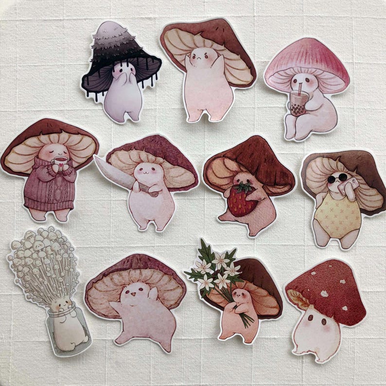 Mushroom Stickers - Etsy UK