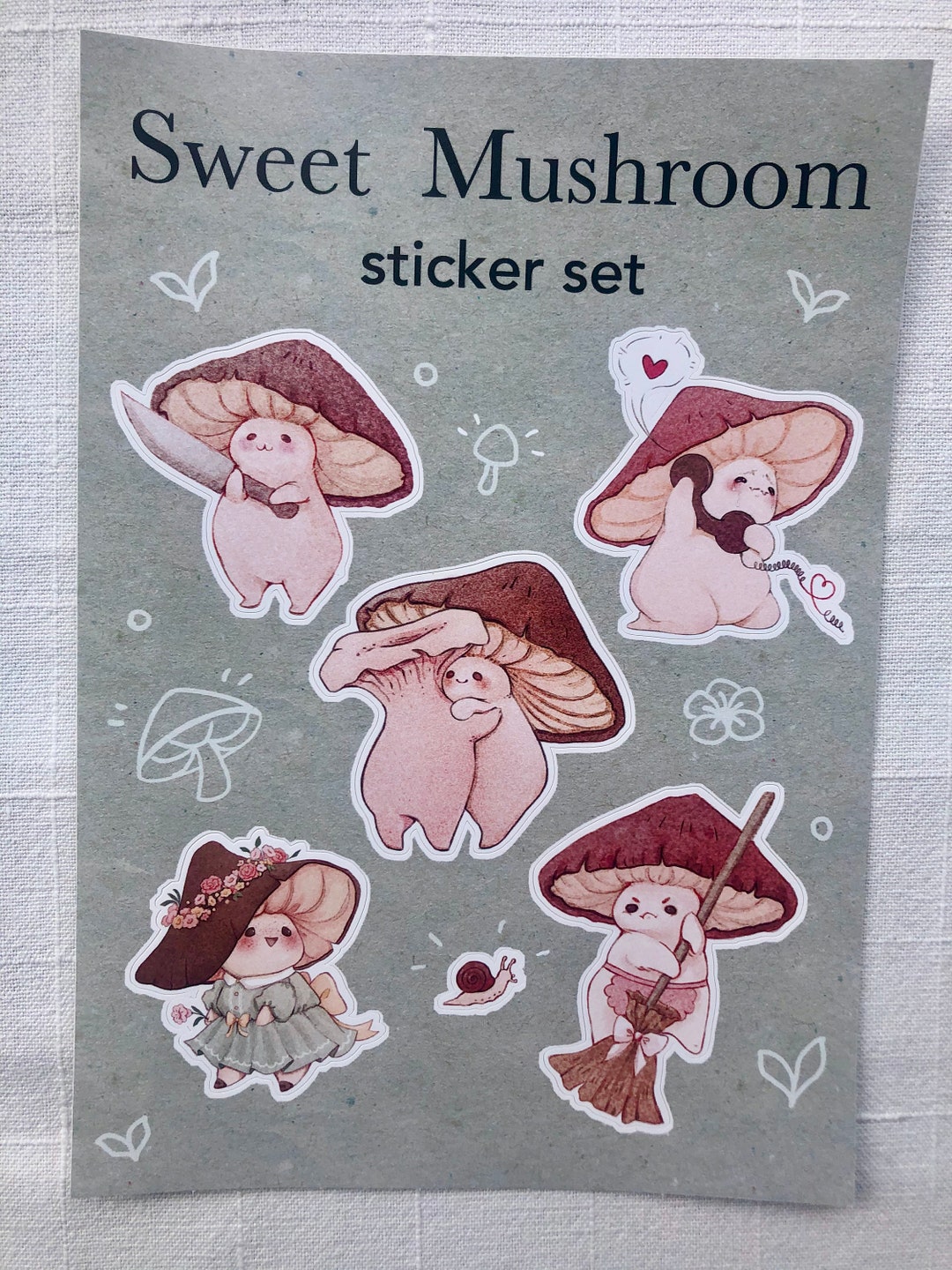 Sweet Mushroom Sticker Set - Etsy