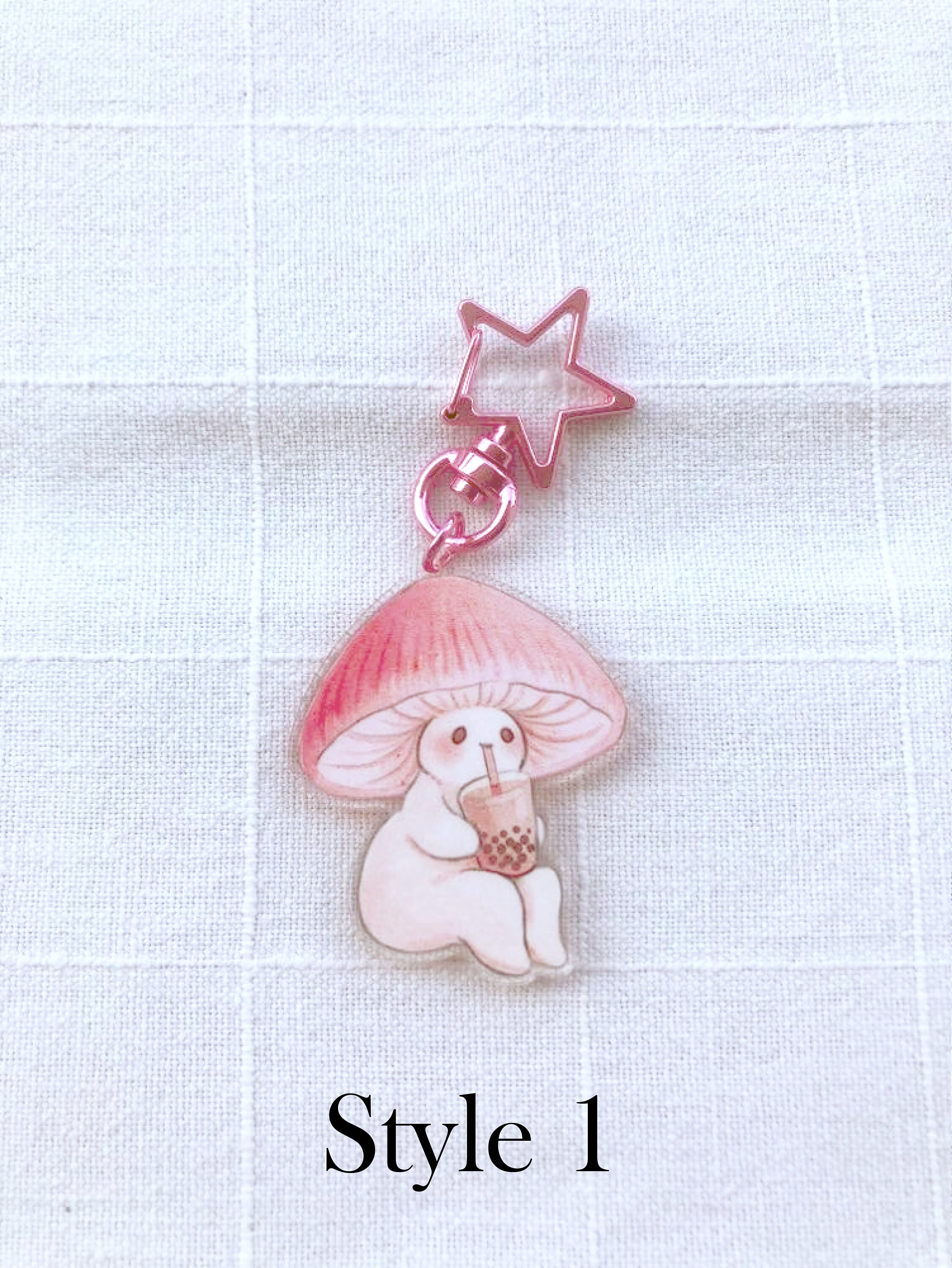 Boba Tea Mushroom Acrylic Keychains Mycena Mushroom Bffs - Etsy