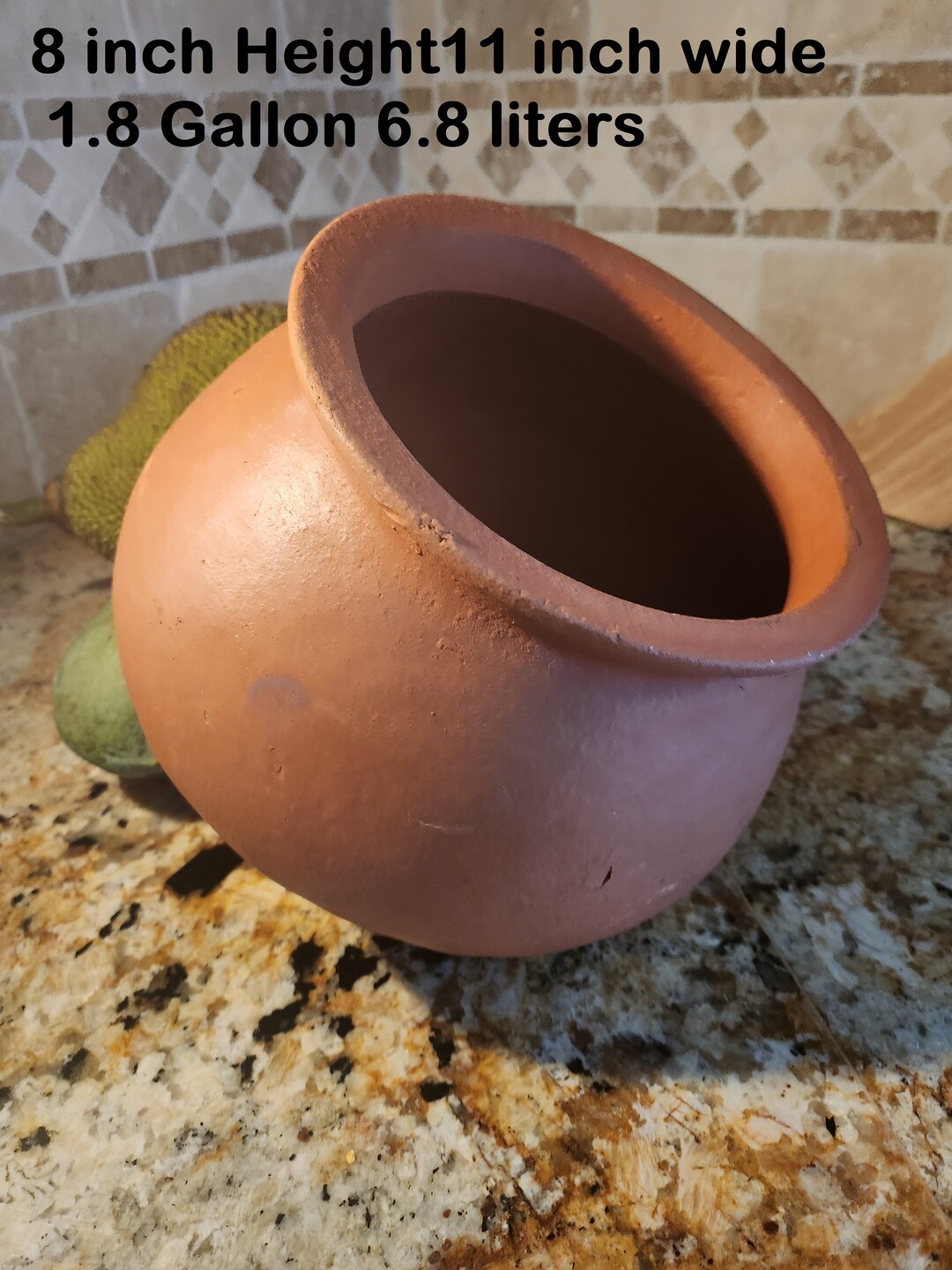 Hand Made Large Clay Pot original Clay No Additives 1.8 Gallon or 6.8 ...