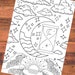 Magic Printable Coloring Page, Boho Moon and Stars Coloring Page ...