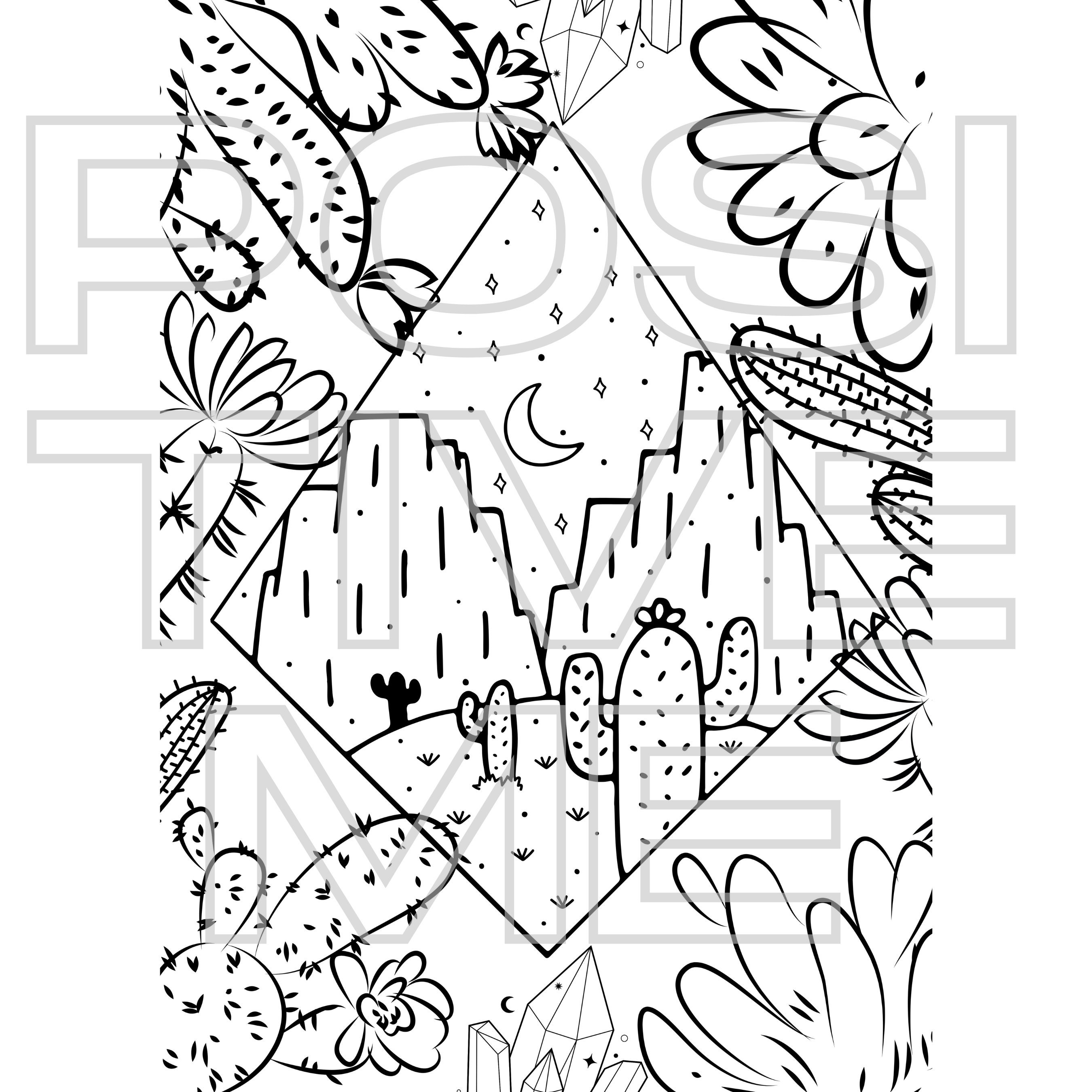 Boho Printable Coloring Page Succulent Coloring Page - Etsy