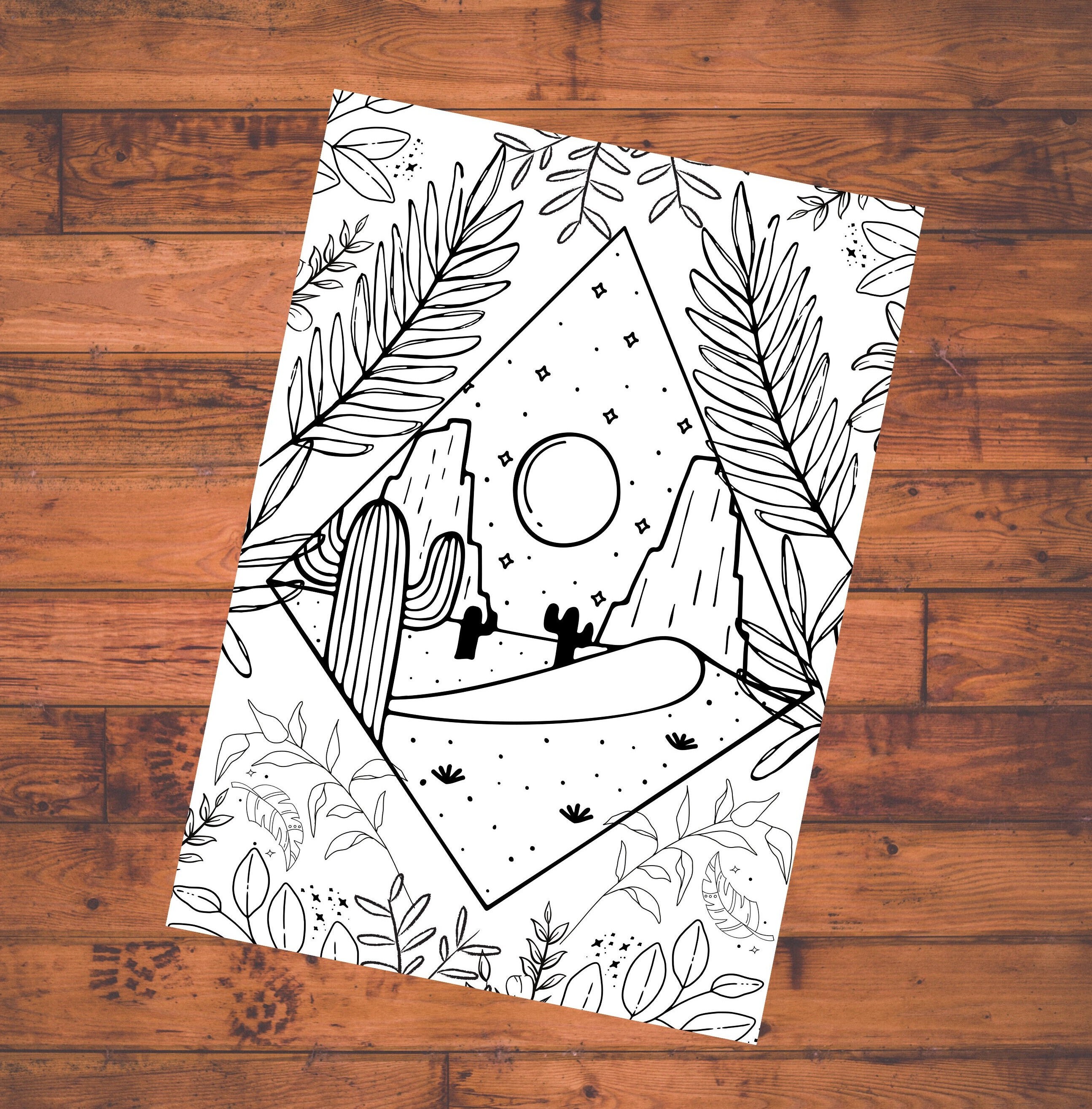 Traveler Printable Coloring Page, Boho Full Moon Coloring Page ...
