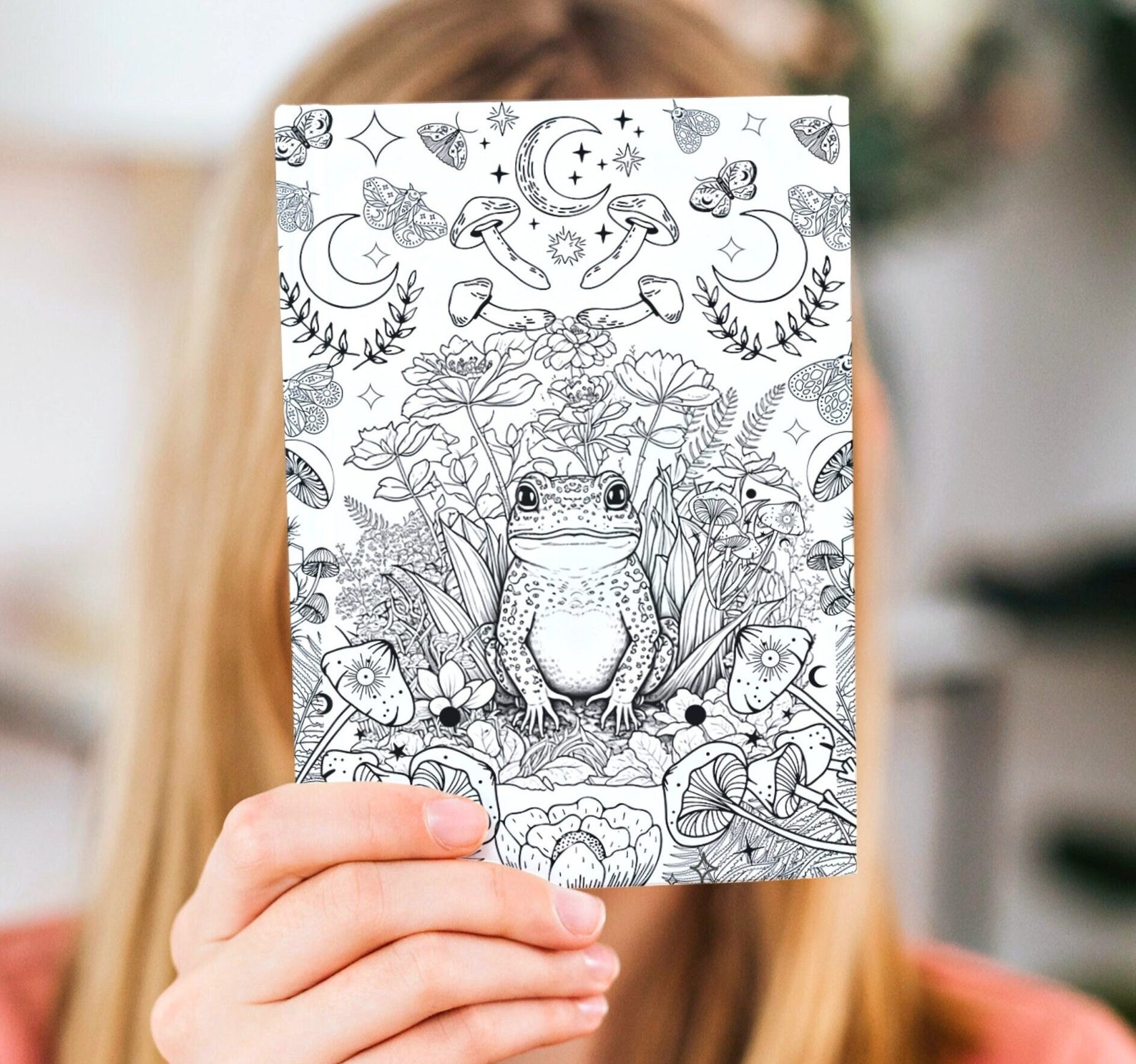 Zen Frog Printable Coloring Page, Cottage Core Coloring Page, Witchy ...