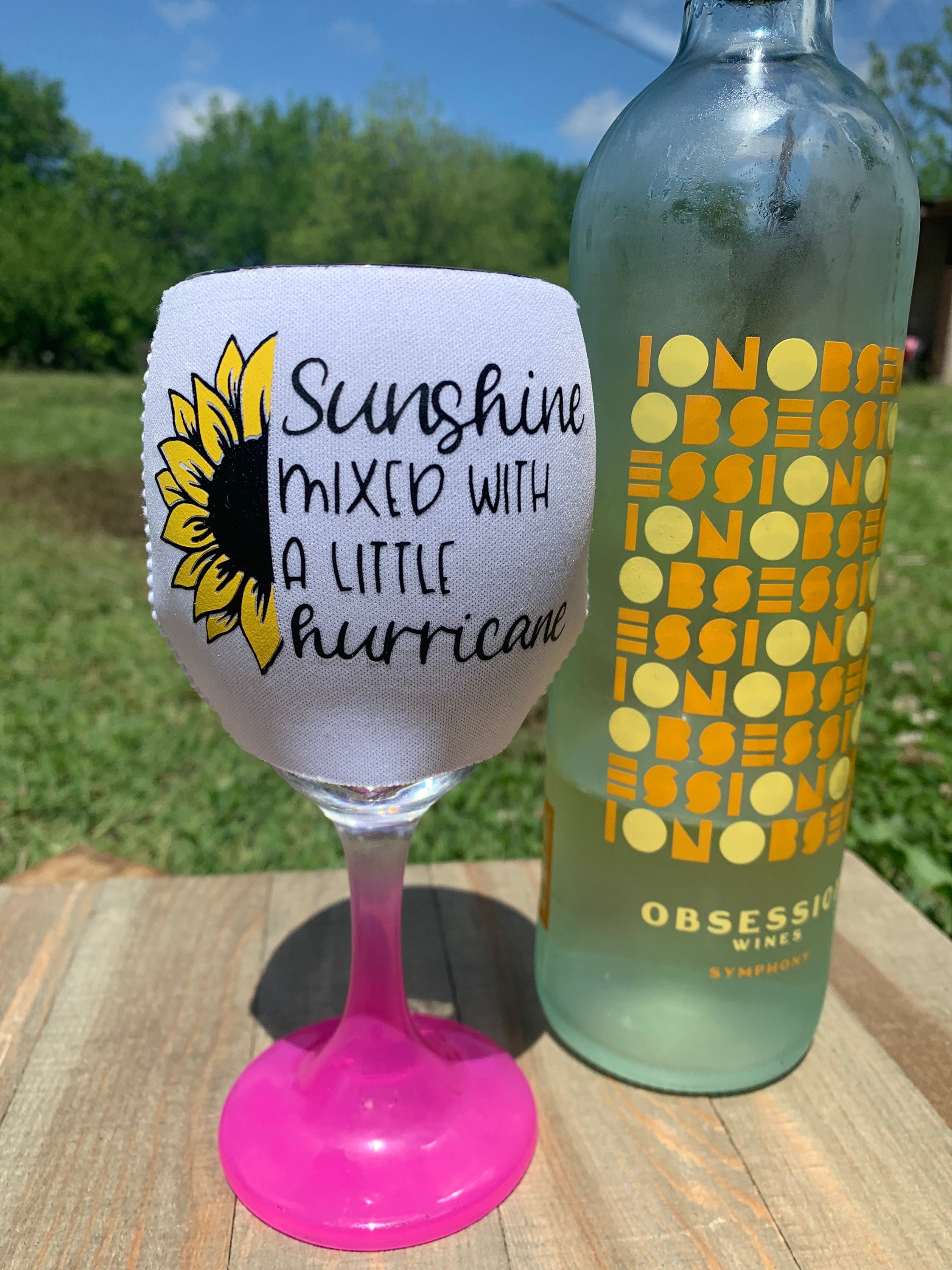Sunflower Wine Glass Sleeve Wine Cozie Wine Ts Sunshine Etsy