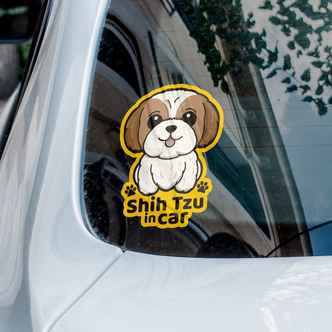 Shih Tzu Car Sticker, Cute Shih Tzu Dog Vinyl Sticker, Sticks on the ...