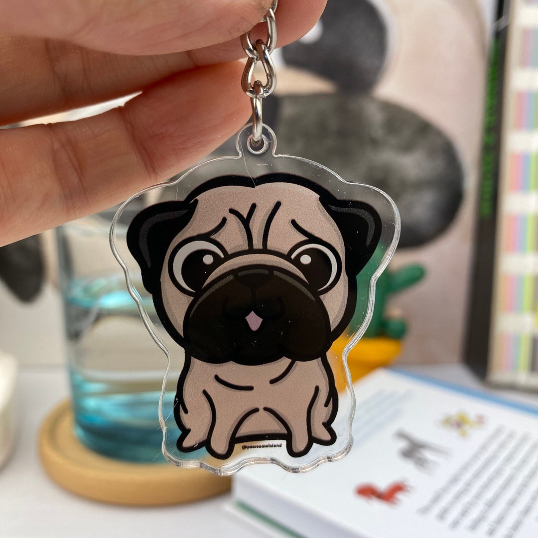 Pug Clear Acrylic Keychain, Dog Breed Keychain, Cute Doggie Keychain ...