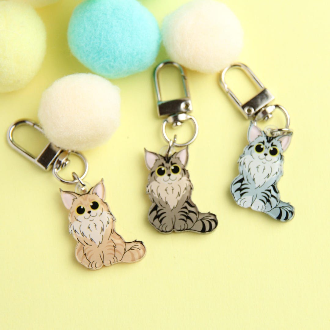 3cm Mini Maine Coon Acrylic Keychain - Cute Cats Breed Collectible - Etsy