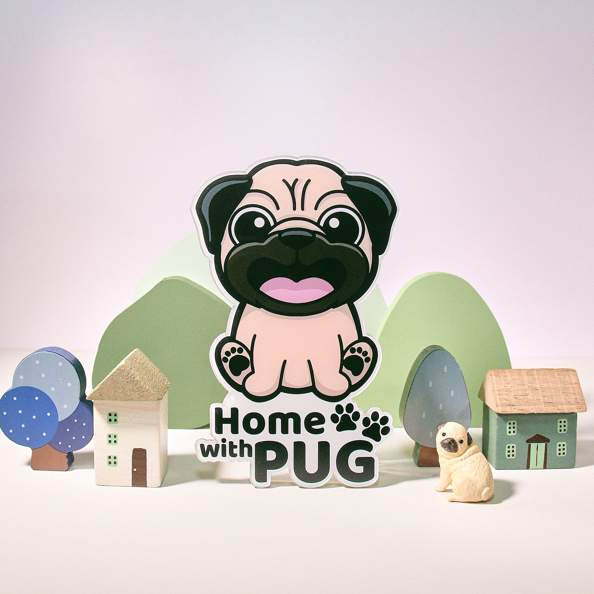 Pug Acrylic Door Sign, Cute Dog Breed Door Sign, Adhesive Pet Home Sign ...