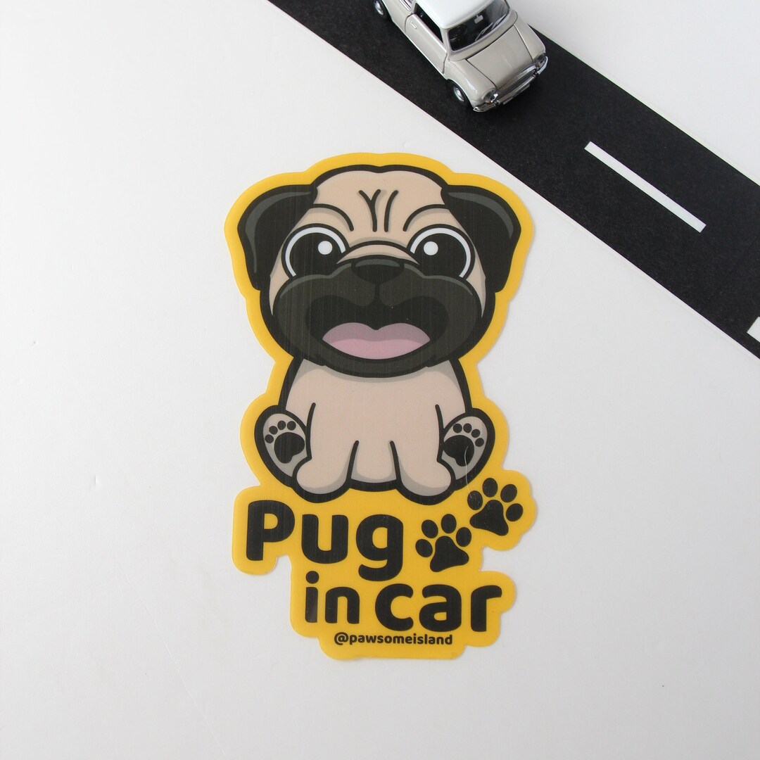 Pug Car Sticker A Must-have for Dog Lovers by Pawsome Island - Etsy