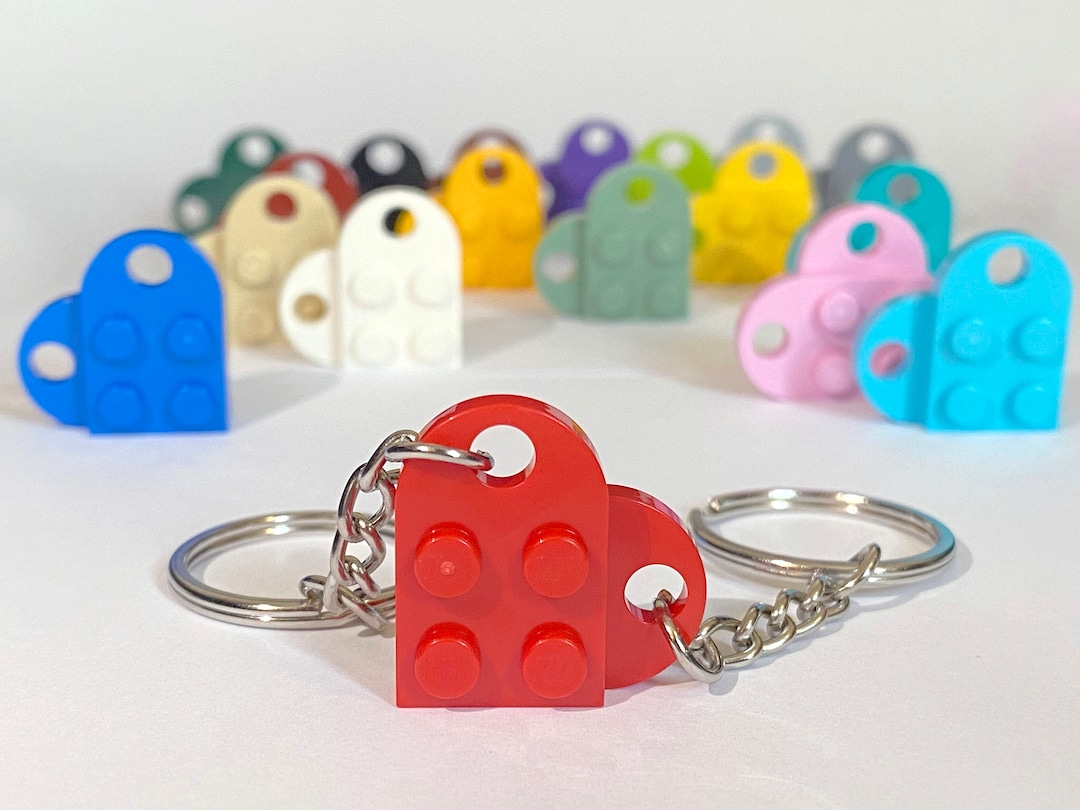 Heart Keychain Made With LEGO Bricks Handmade Love Heart - Etsy