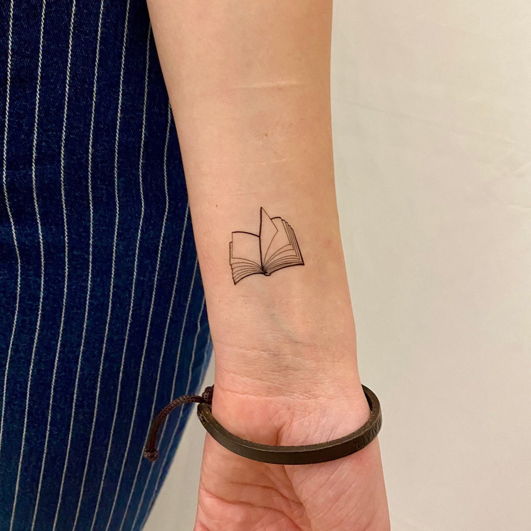 Fine Line Book Temporary Tattoo (set of 2) - Etsy