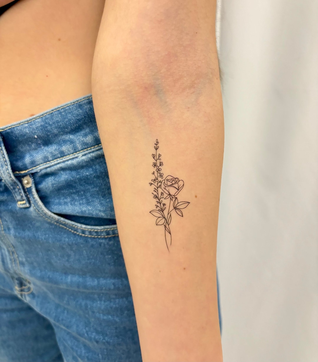 Delicate Floral Rose Temporary Tattoo (set of 2) / Boho Tattoo ...