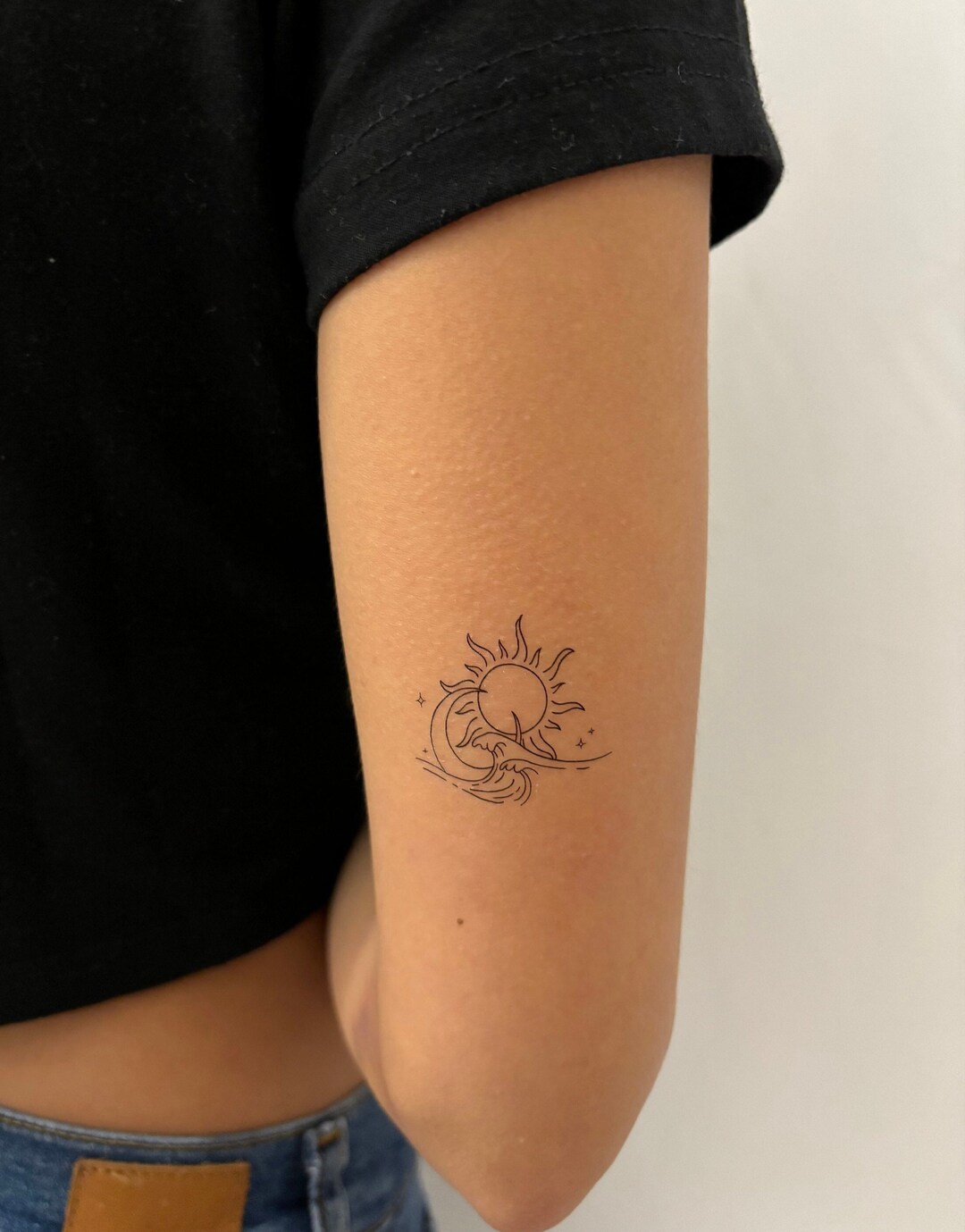 Sun-moon-wave Temporary Tattoo set of 2 - Etsy