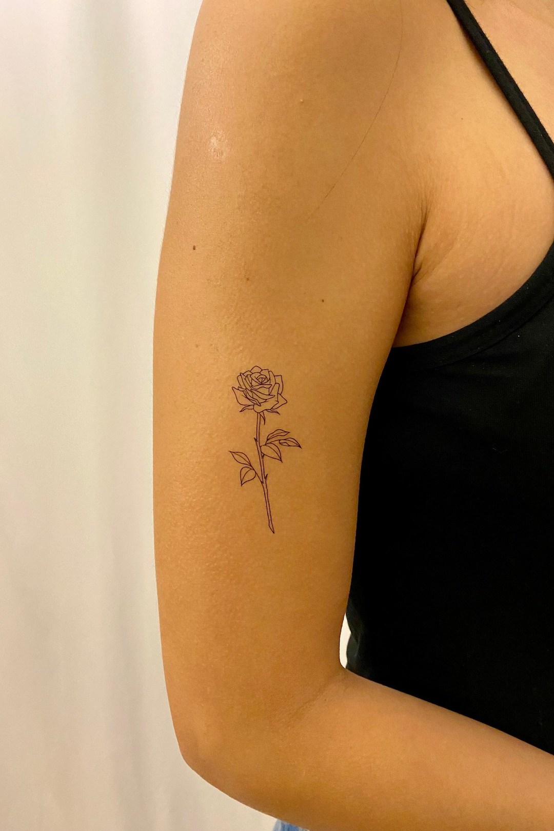 Realist Fine Line Rose Temporary Tattoo set of 2 / Temporary Body Art ...