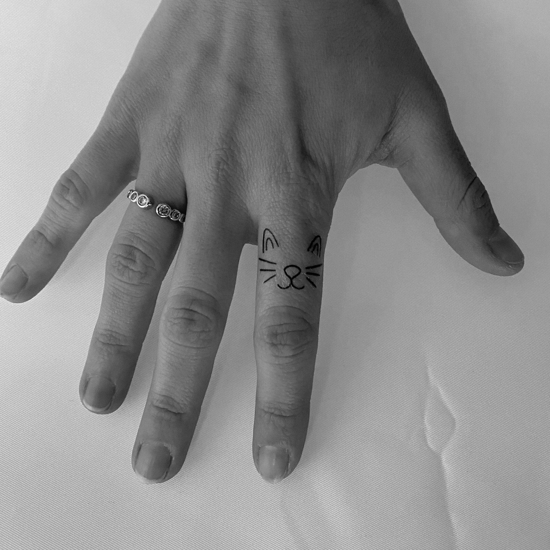 Cat Mustache Tattoo Finger